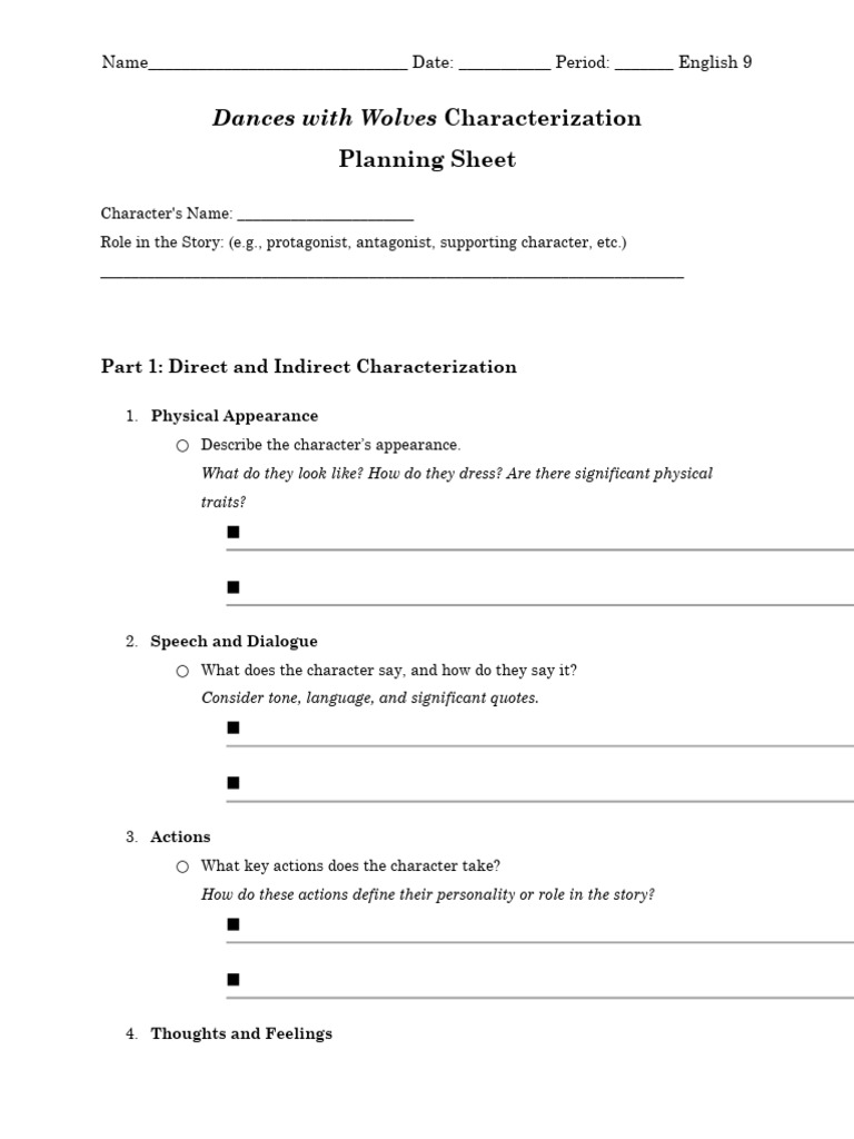Dances With Wolves Characterization | PDF | Human Communication ...