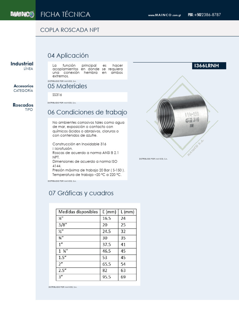 Copla Roscada NPT | PDF