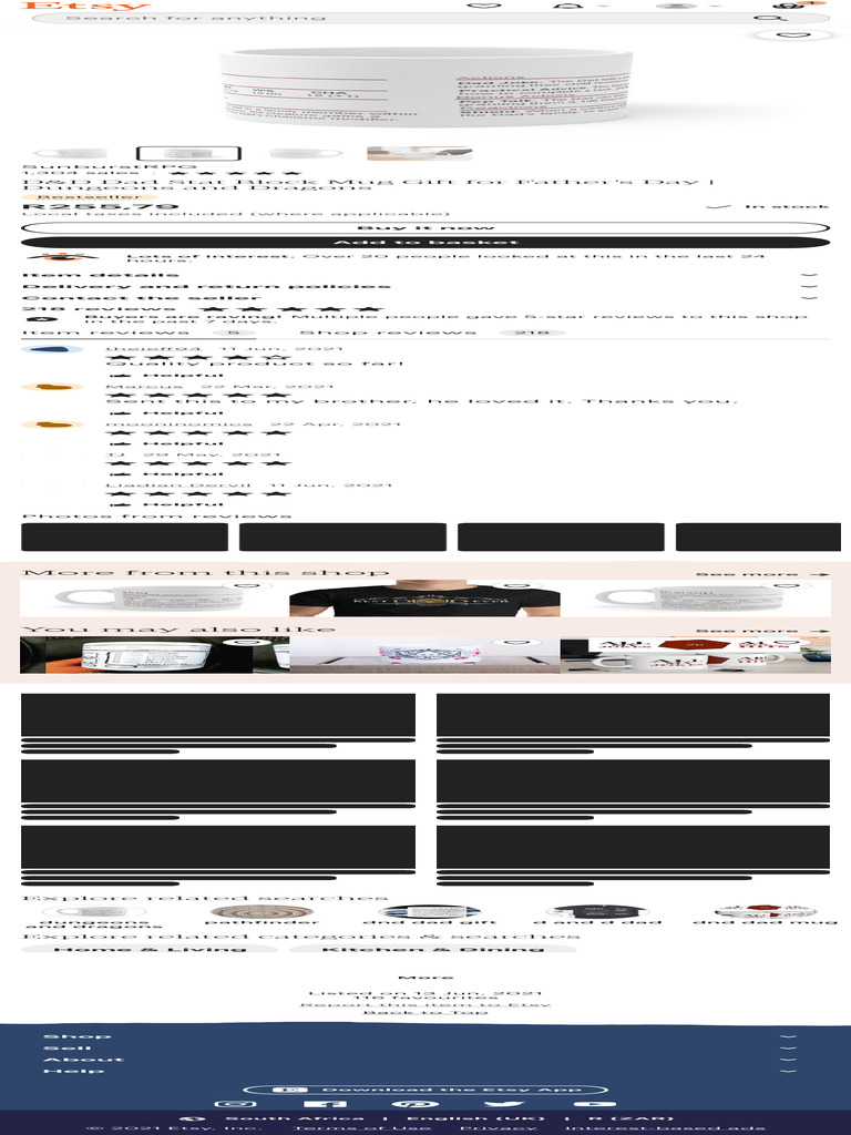 D&D Dad Stat Block Mug Gift For Father's Day Dungeons Etsy | PDF
