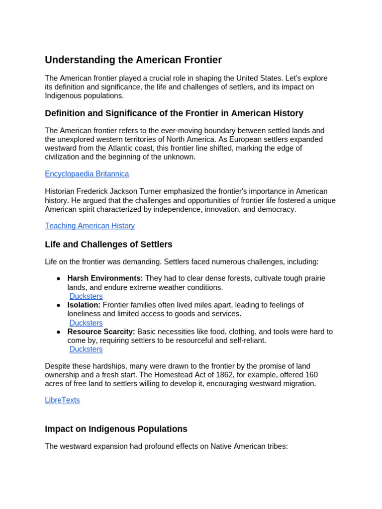 Understanding The American Frontier | PDF | Frontier | American Frontier