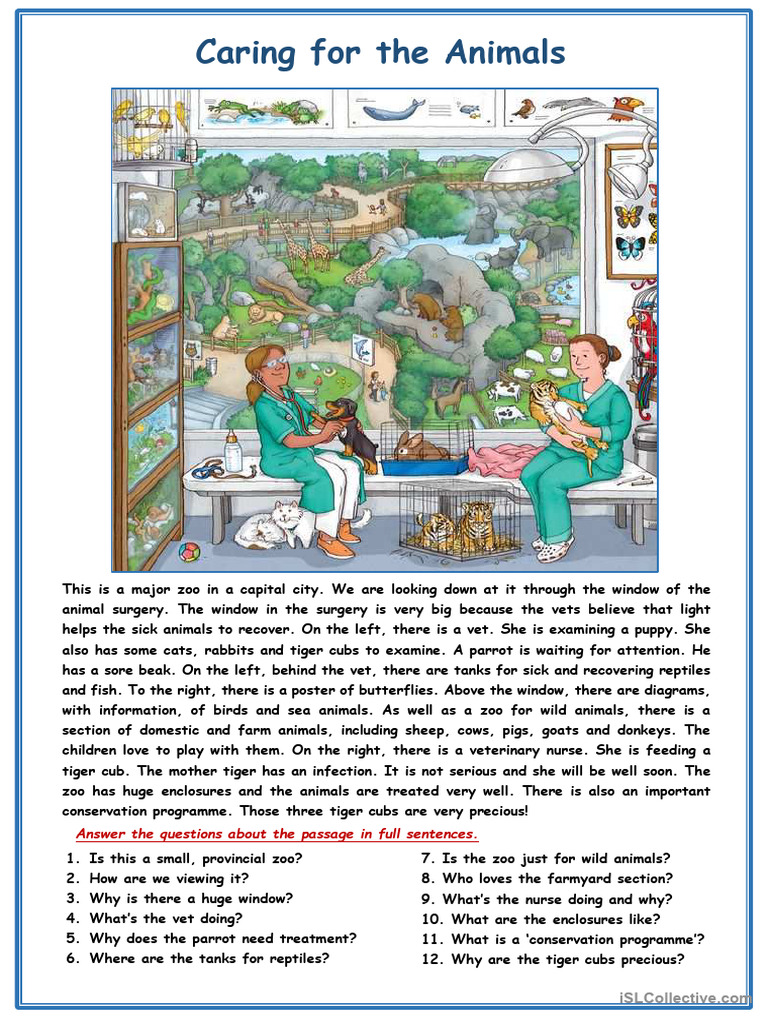 Caring For The Animals | PDF | Zoo | Tiger