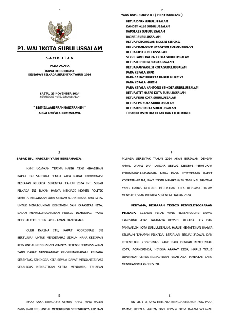 Rakor Kesiapan Pilkada | PDF