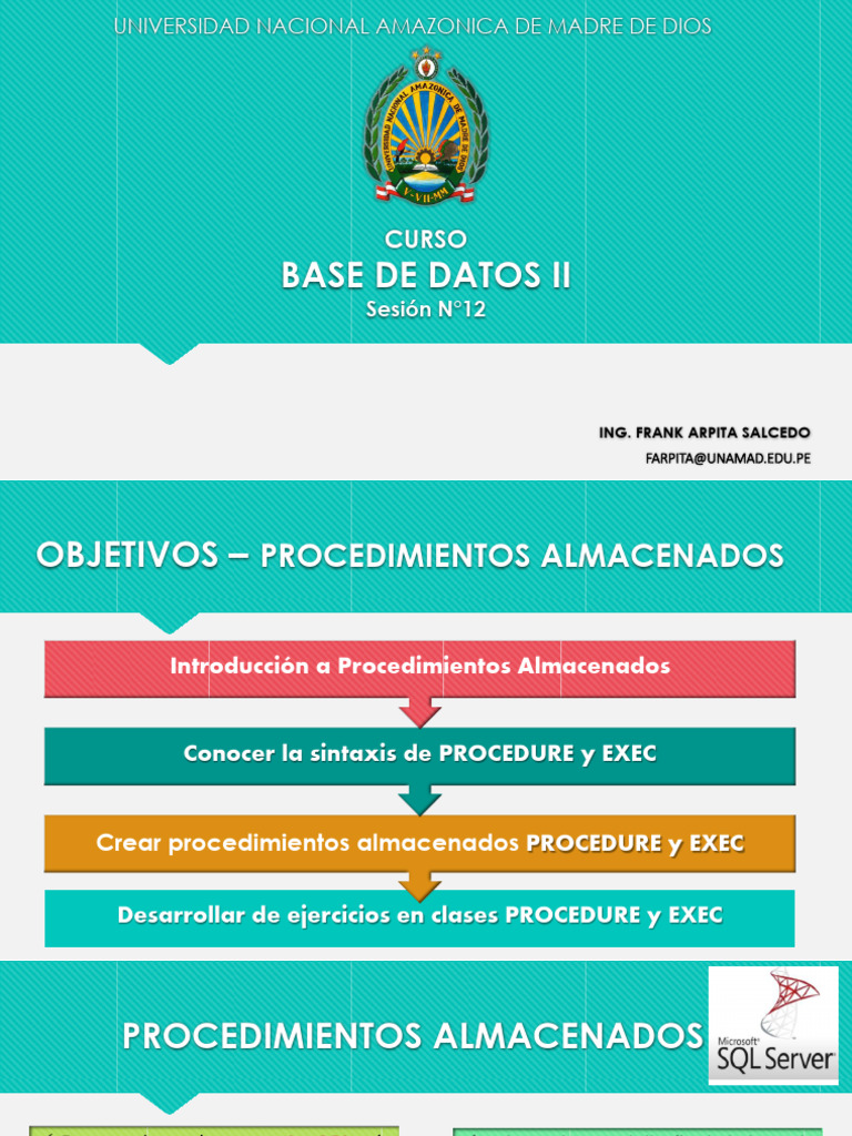 5 Base de Datos II Procedimientos Almacenados | PDF