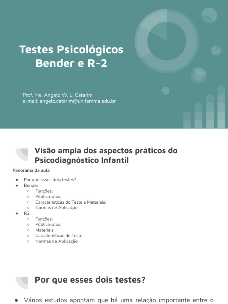Testes Bender e R-2: Avaliação Infantil | PDF | Inteligência | Testes ...