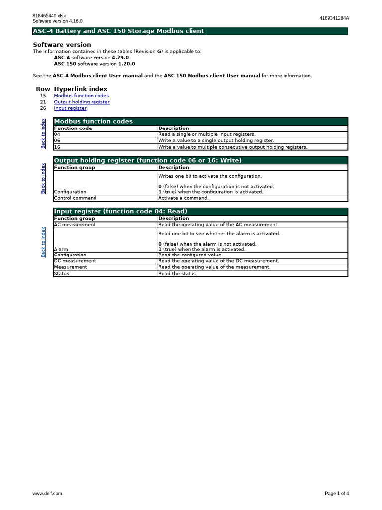 Asc 4 Battery Asc 150 Storage Modbus Client Tables 4189341294 Uk | PDF | Parameter (Computer ...