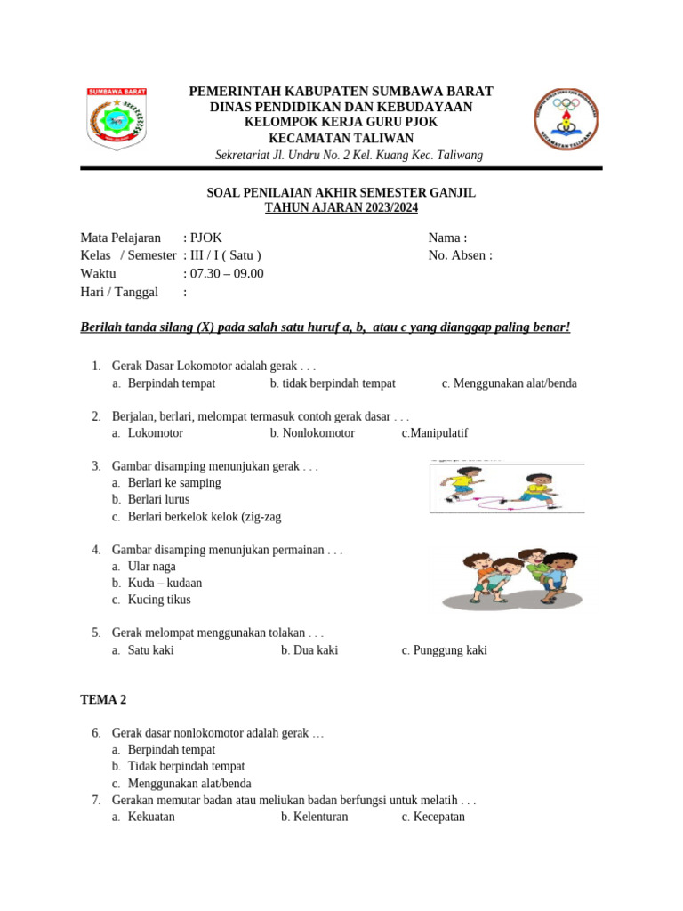 Soal Pas Ganjil Kelas Iii 2024 | PDF