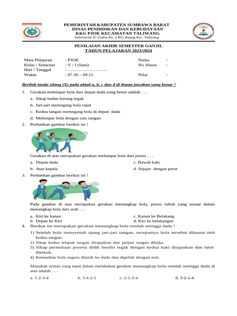 Soal Sas Ganjil Kelas V 2024 | PDF