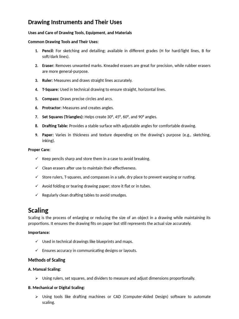 Drawing Instruments and Their Uses | PDF | Drawing | Technical Drawing