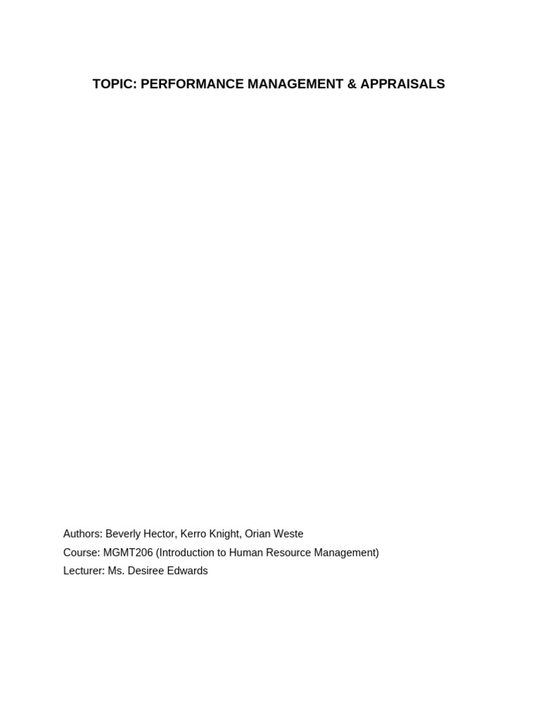 Performance Management & Appraisals Group Assignment Edited | PDF | Performance Appraisal ...