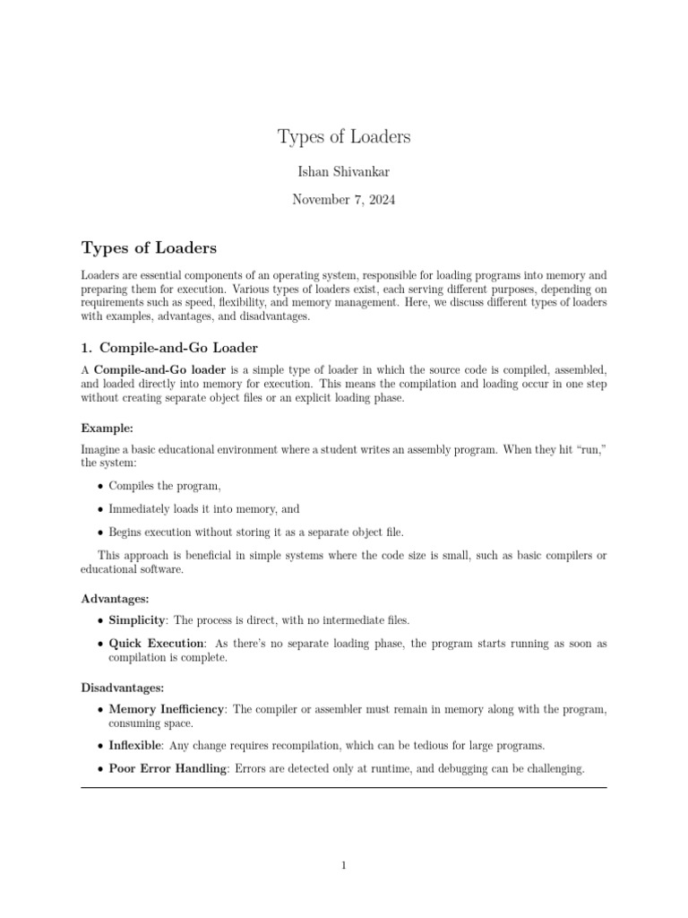Types of Loader | PDF | Programming | Computer Program