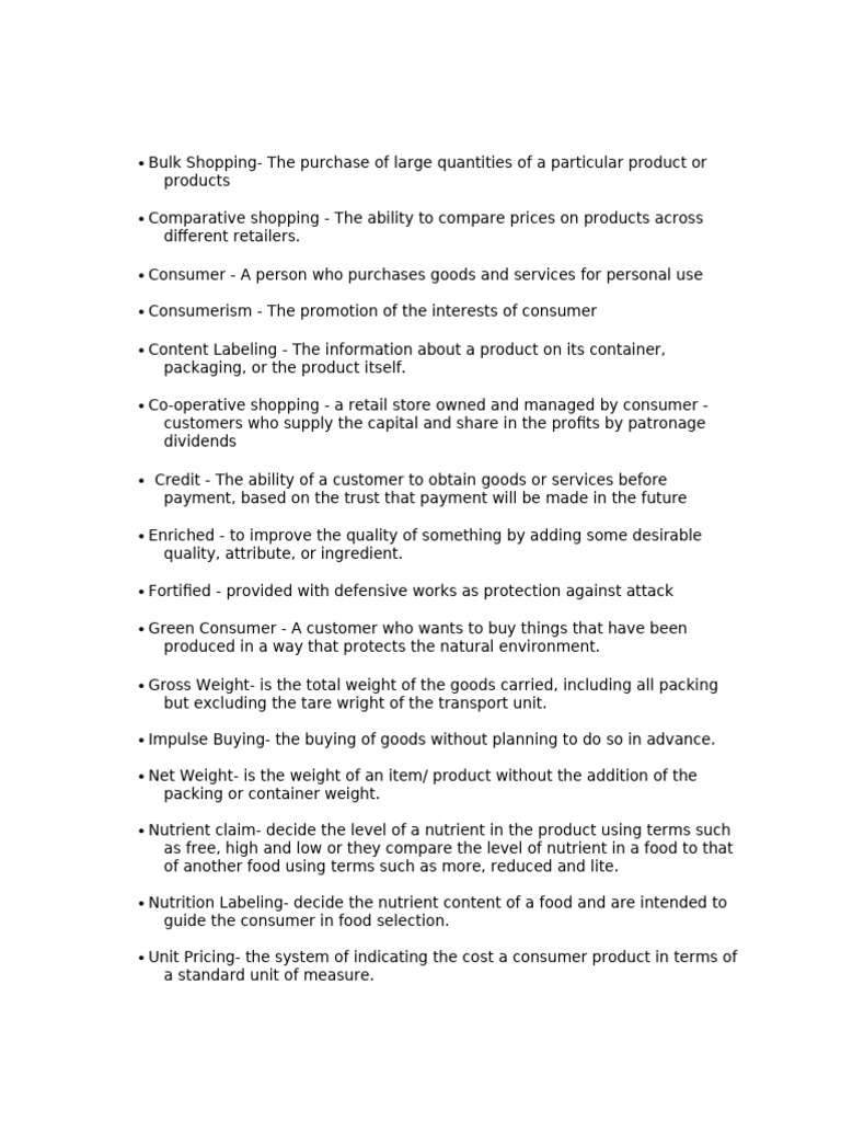 Home Economic HW Glossary | PDF