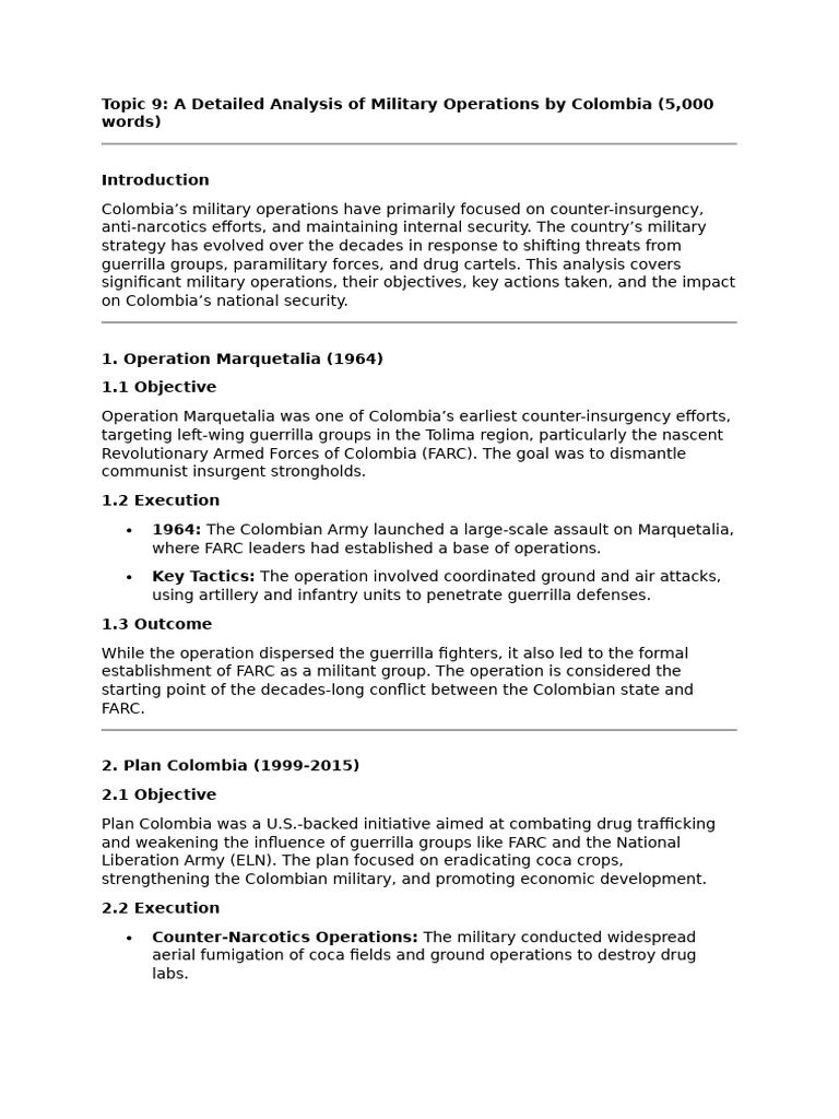 Colombia's Military Operations Overview | PDF | Illegal Drug Trade ...
