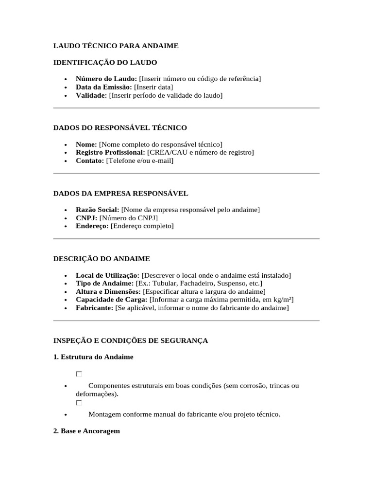 Laudo Técnico para Andaime | PDF