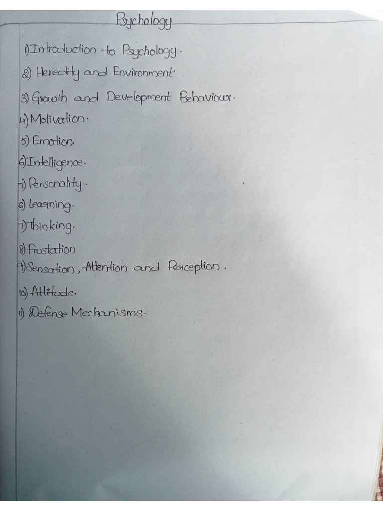 Psychology Notes 1 | PDF