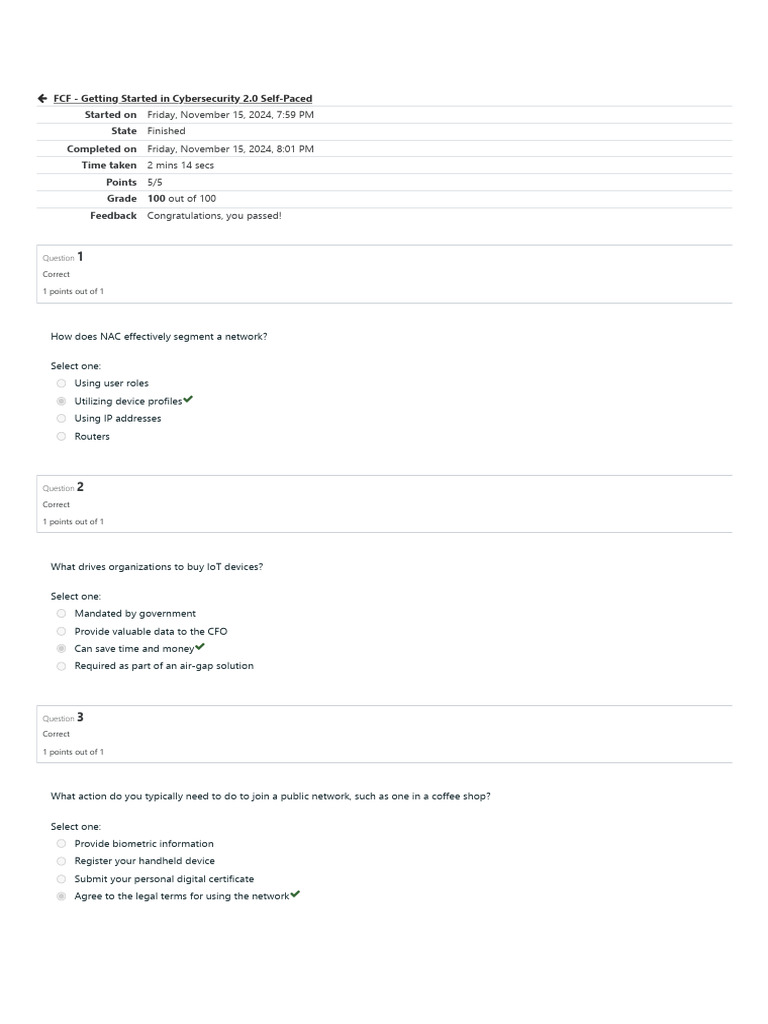 Network Authentication and Security Quiz | PDF