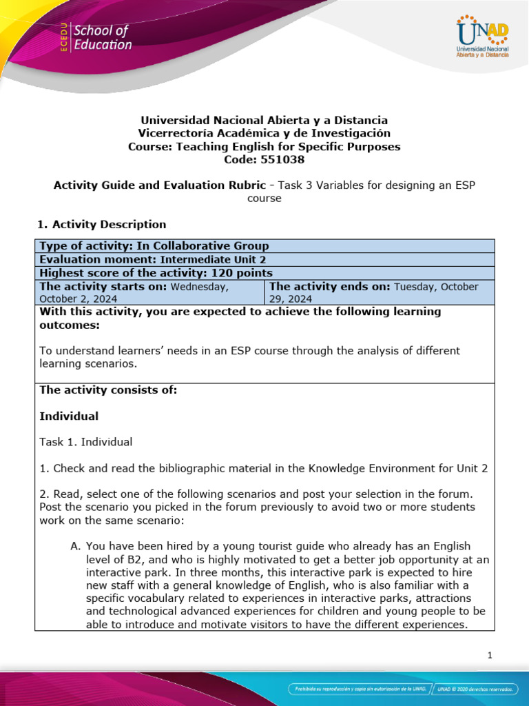 Activity Guide and Evaluation Rubric - Task 3 - Variables For Designing ...