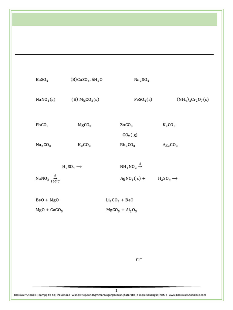 Chemistry Salt Tests Practice Questions | PDF | Magnesium | Carbonate
