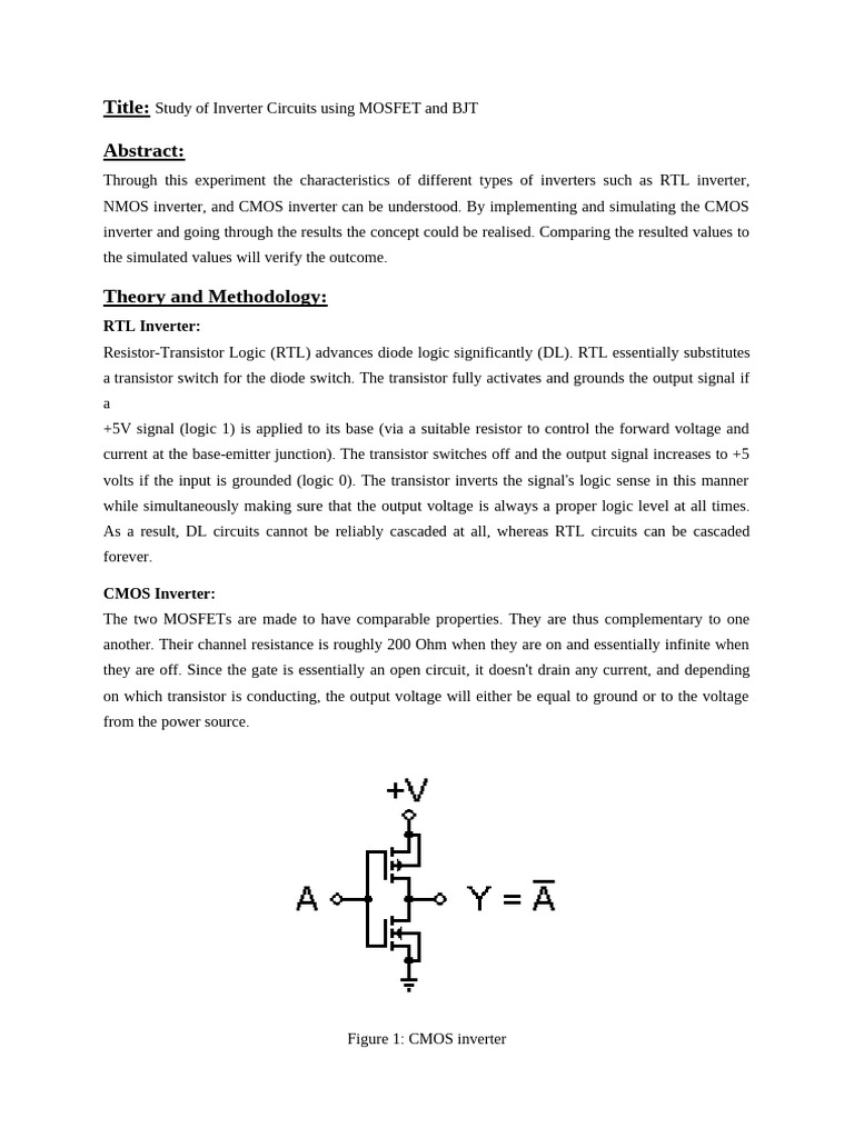 Exp10 - Study of Inverter Circuits Using MOSFET and BJT | PDF | Mosfet | Logic Gate