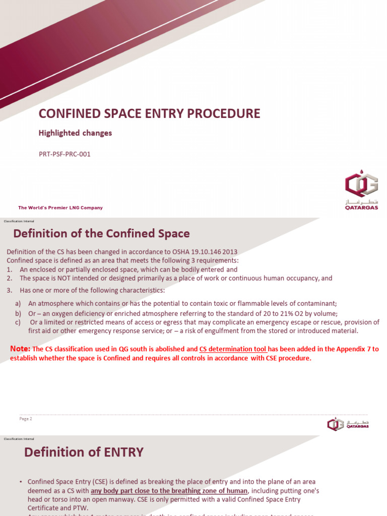 Confined Space Entry Procedure Review Communication Final | PDF ...