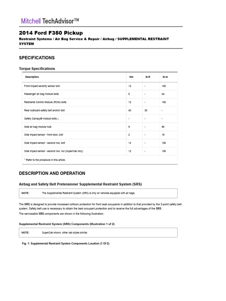 Supplemental Restraint System | PDF | Airbag | Seat Belt