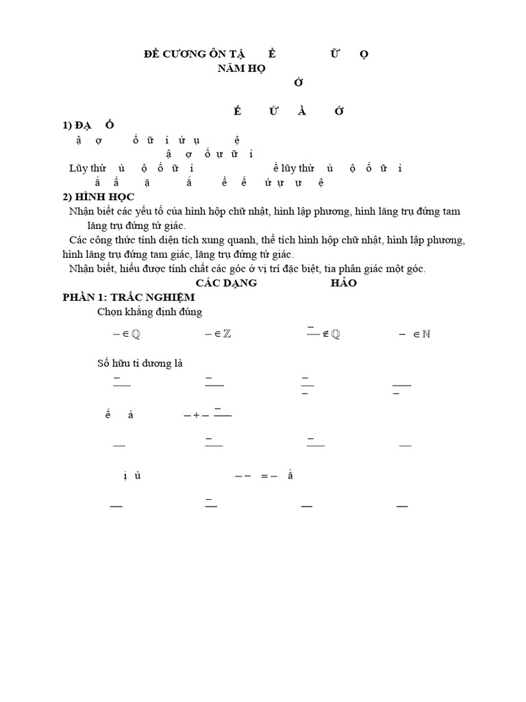 De Cuong Giua Ki 1 Toan 7 Nam 2024 2025 Truong Thcs Luong The Vinh BR VT | PDF