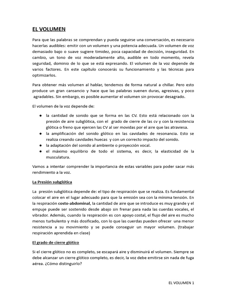 Ejercicios para El Volumen de La Voz | PDF | Sonido | Boca