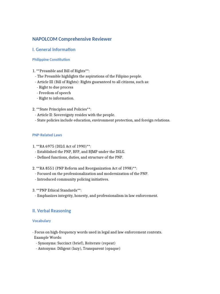 NAPOLCOM_Reviewer | PDF | Justice | Crime & Violence