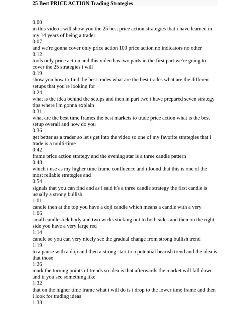 25 Best PRICE ACTION Trading Strategies | PDF | Market Trend | Financial Markets