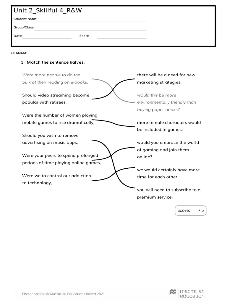 Unit 2 - Key - R&W2 | PDF | Mobile Game