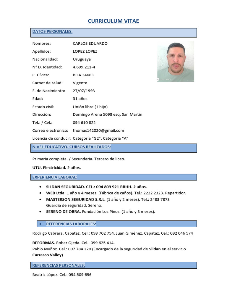 CURRICULUM Carlos Lopez | PDF