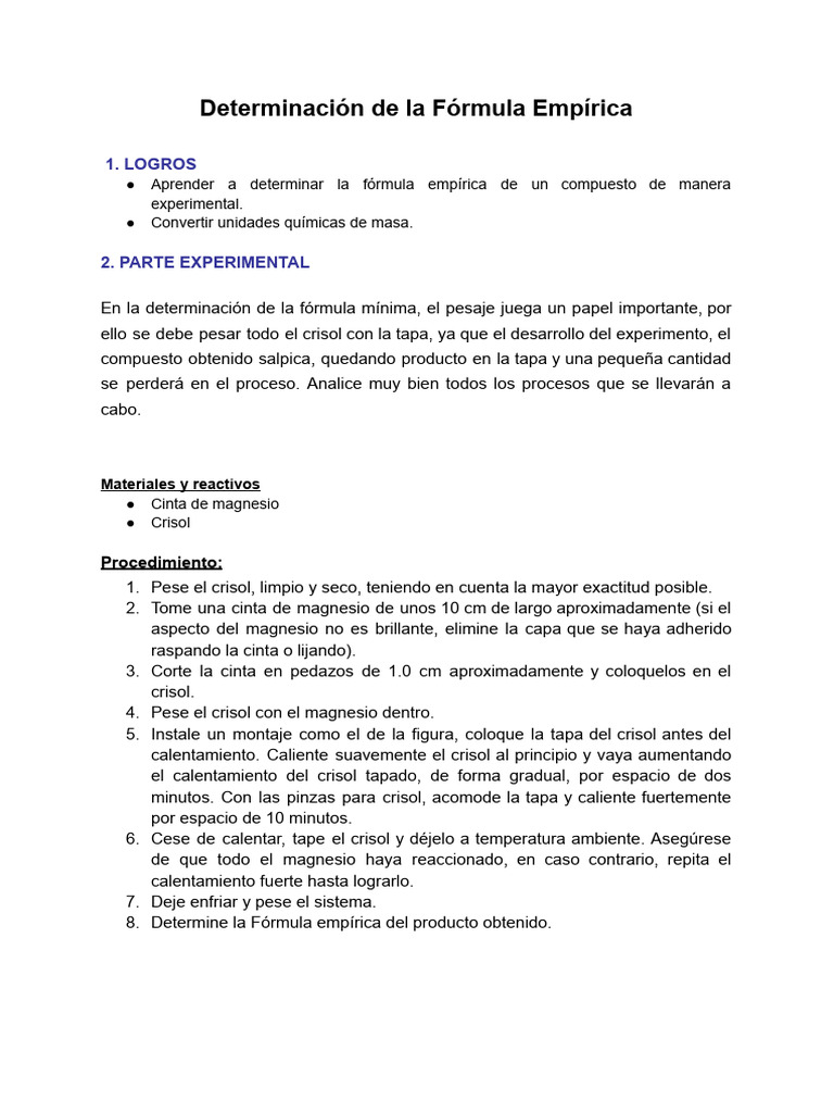 Laboratorio Sobre Formula Empírica | PDF