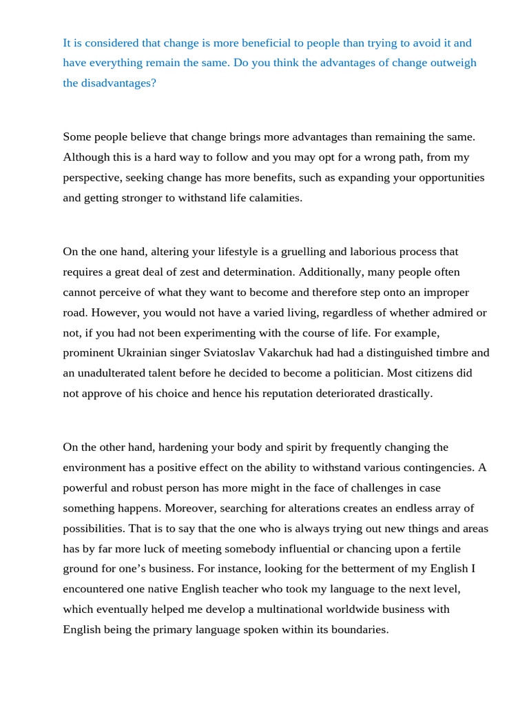 Embrace Change for Growth | PDF | Cognition | Social Psychology