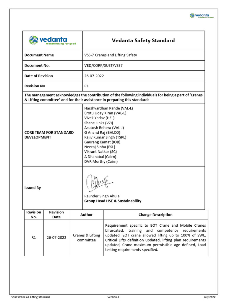 VSS 7 Cranes Lifting Standard | PDF | Crane (Machine)