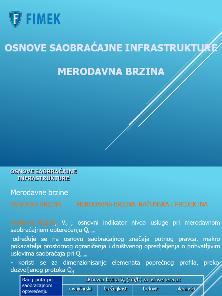 II Predavanje - Merodavna Brzina | PDF