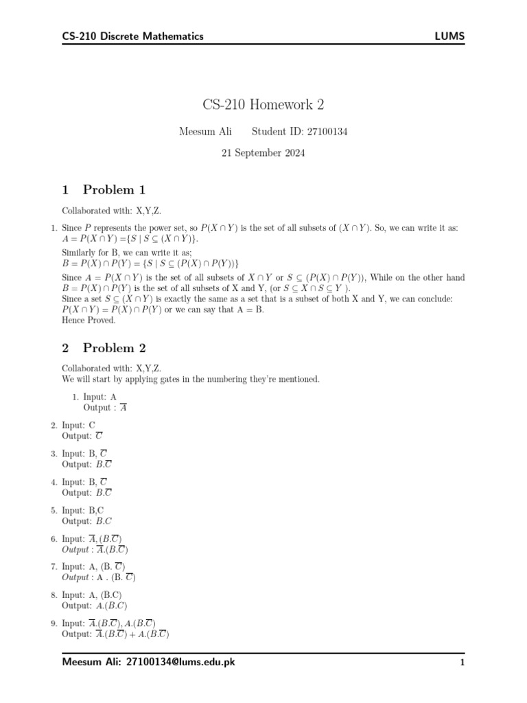 CS-210 Discrete Math Homework Solutions | PDF | Element (Mathematics ...
