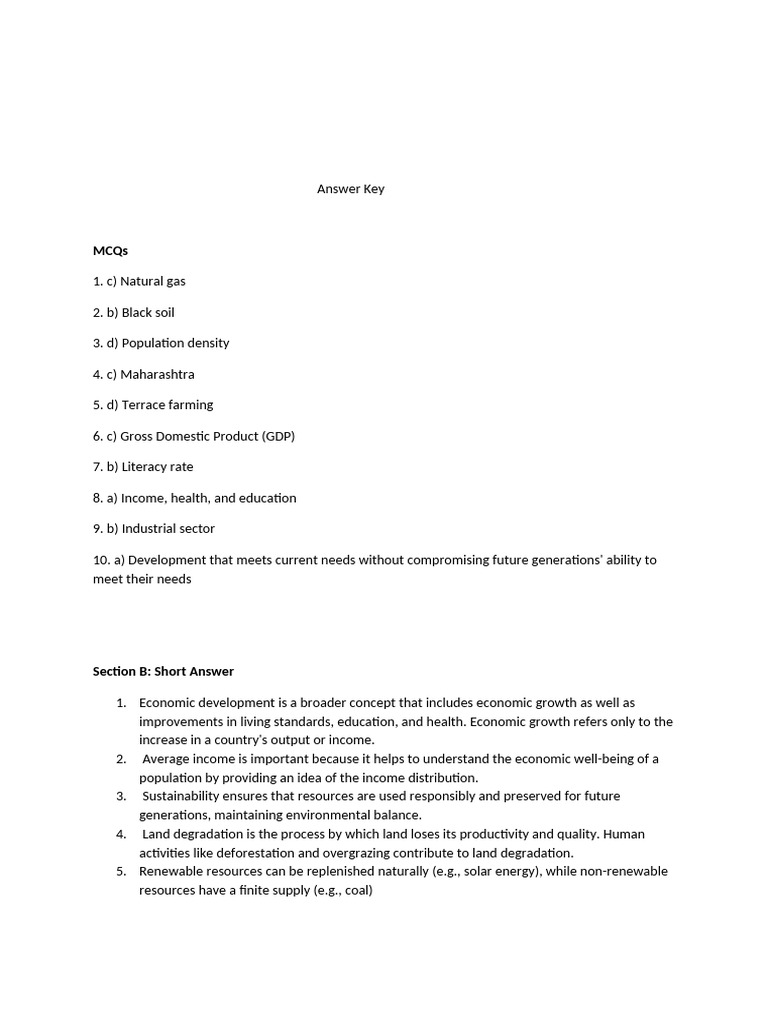 Answer Key Ss Class 10 | PDF