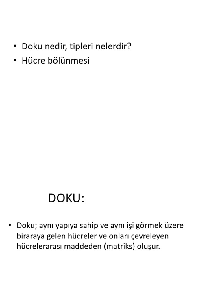 Ders 3 - Doku Tipleri Ve Hücre Bölünmesi | PDF