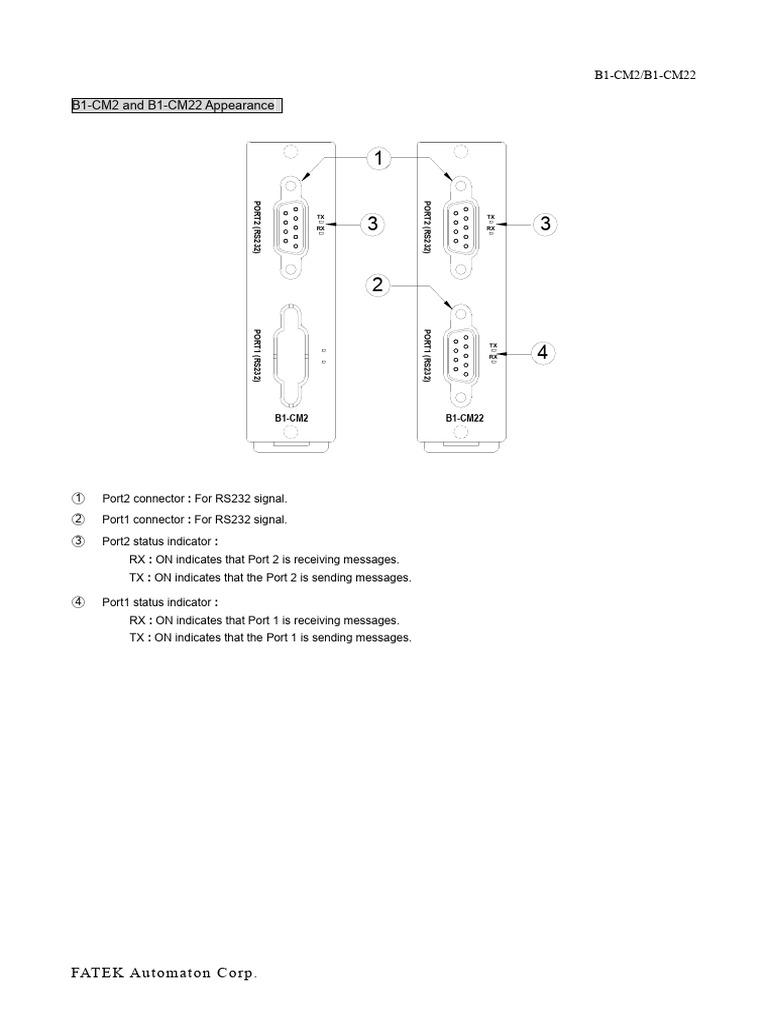 RS232 Port Guide for B1-CM2/B1-CM22 | PDF