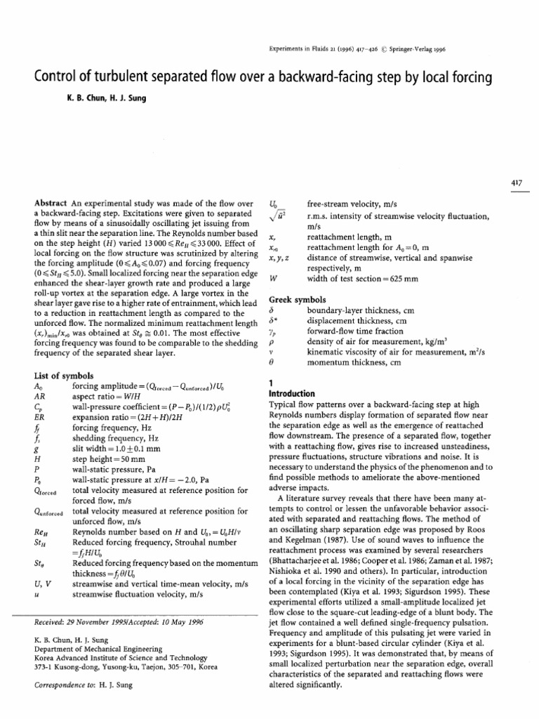 Control of Turbulent Separated Flow Over A Backward-Facing Step by ...