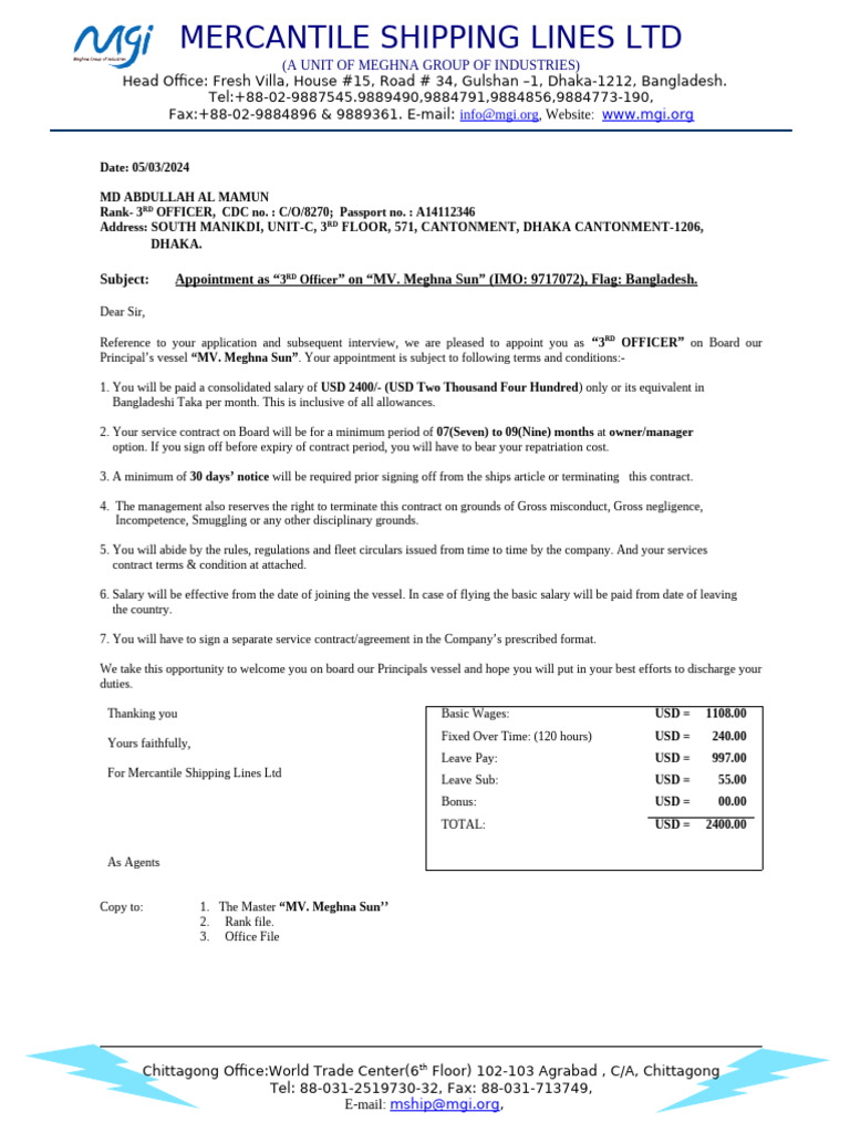 Appointment Letter | PDF | Salary | Labor Relations