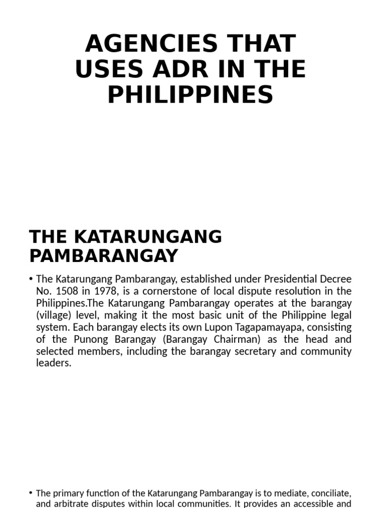 Agencies That Uses Adr in The Philippines | PDF | Mediation ...