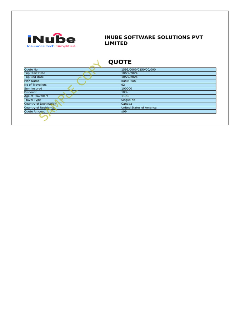 Quote: Inube Software Solutions PVT Limited | PDF