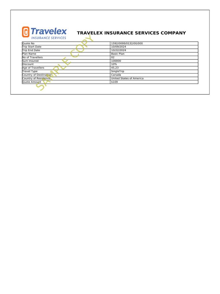 Travelex Insurance Services Company | PDF
