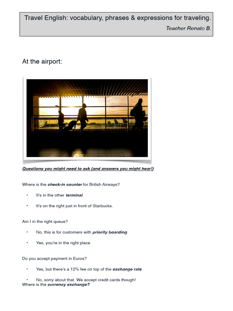 Travel English PDF | PDF | Menu