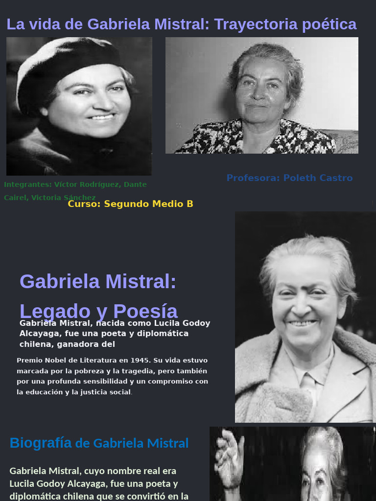 La Vida de Gabriela Mistral Trayectoria Poetica | PDF | Ciencias ...