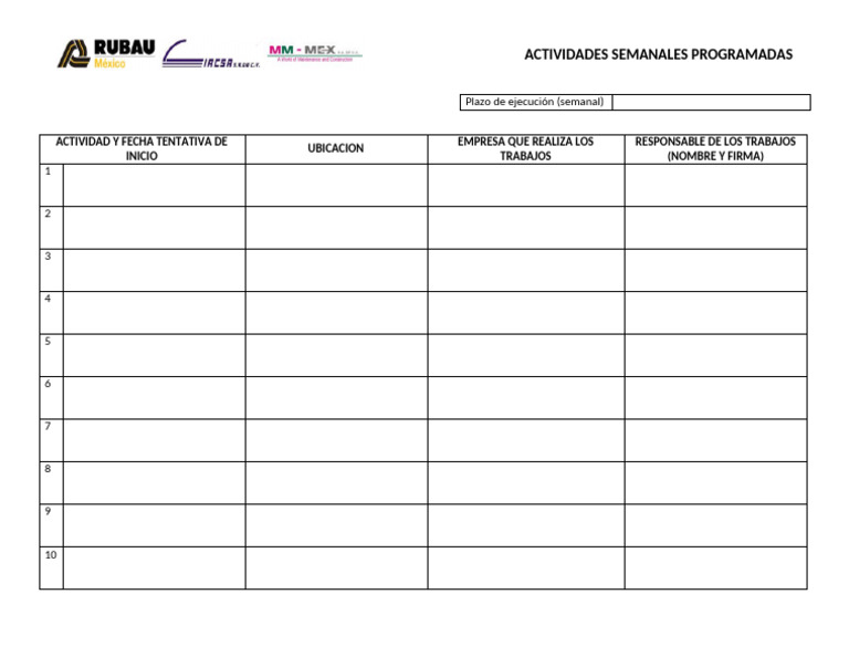 Actividades Semanales Programadas | PDF | Finanzas y dinero