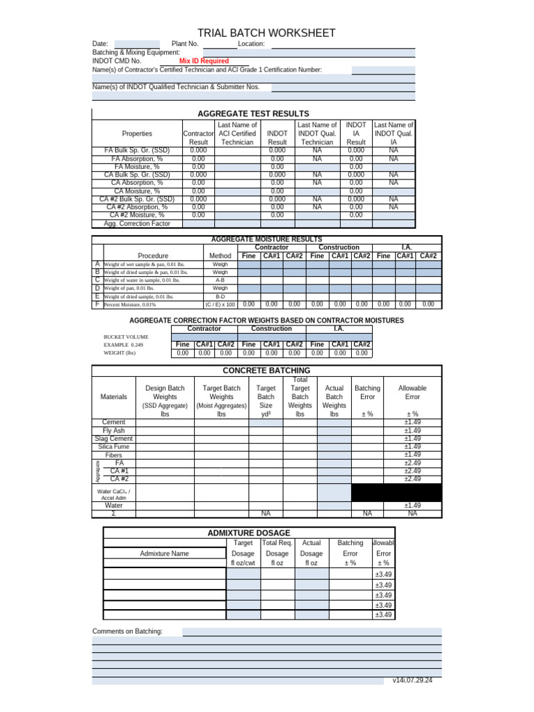 Concrete Mix Design Spreadsheet V14i.07.29.24 | PDF | Concrete ...