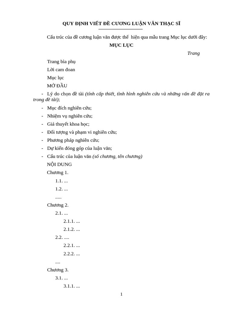 Quy Dinh Viet de Cuong Luan Van | PDF