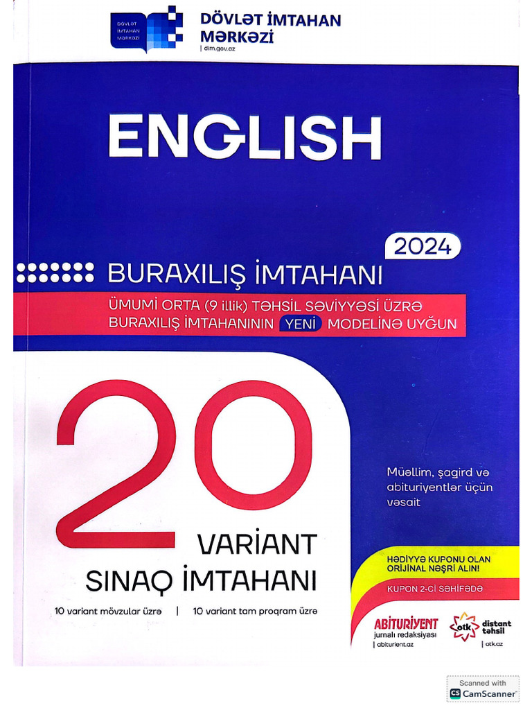 DİM OTK İngilis Dili 20 Variant Sınaq Kitabı 9-Ci Sinif | PDF