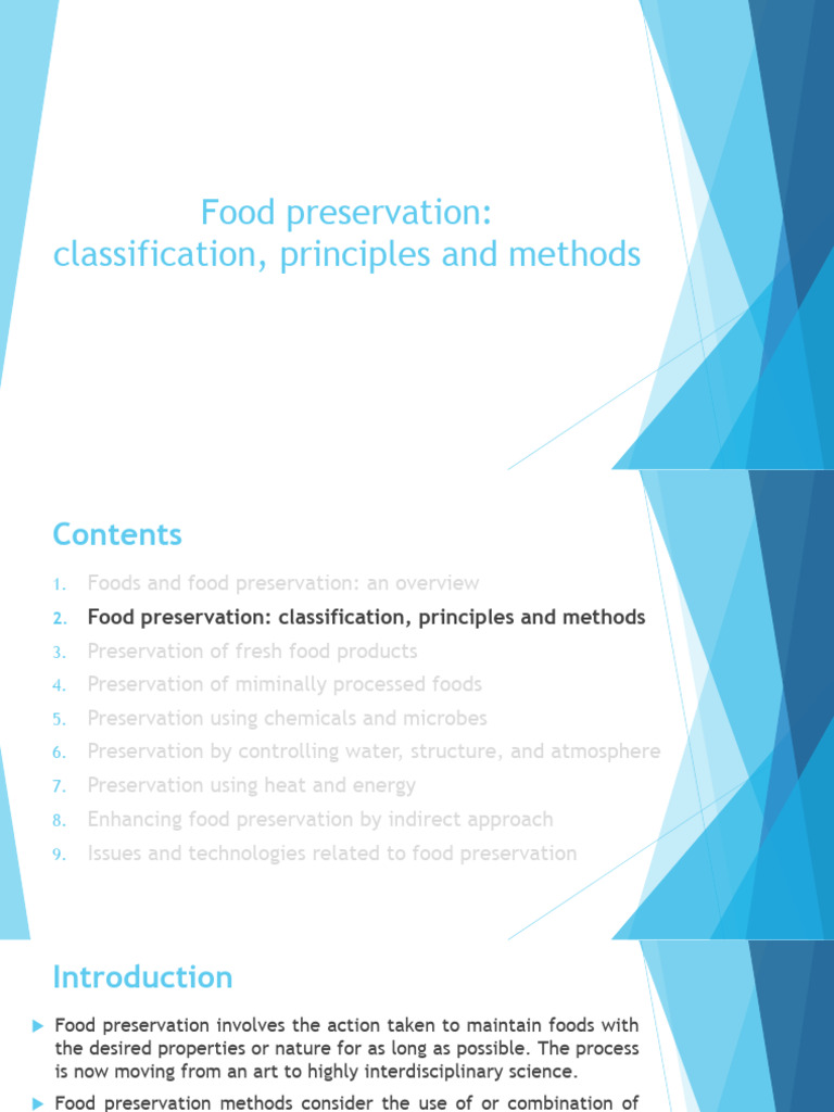 Food Preservation - Classification, Principles and Methods | PDF | Food ...